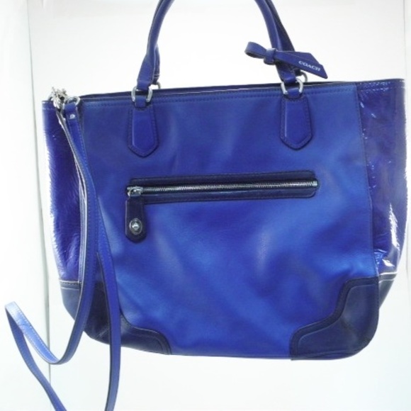 Coach | Bags | Coach Two Tone Blue Leather 2 Way Crossbody Tote | Poshmark